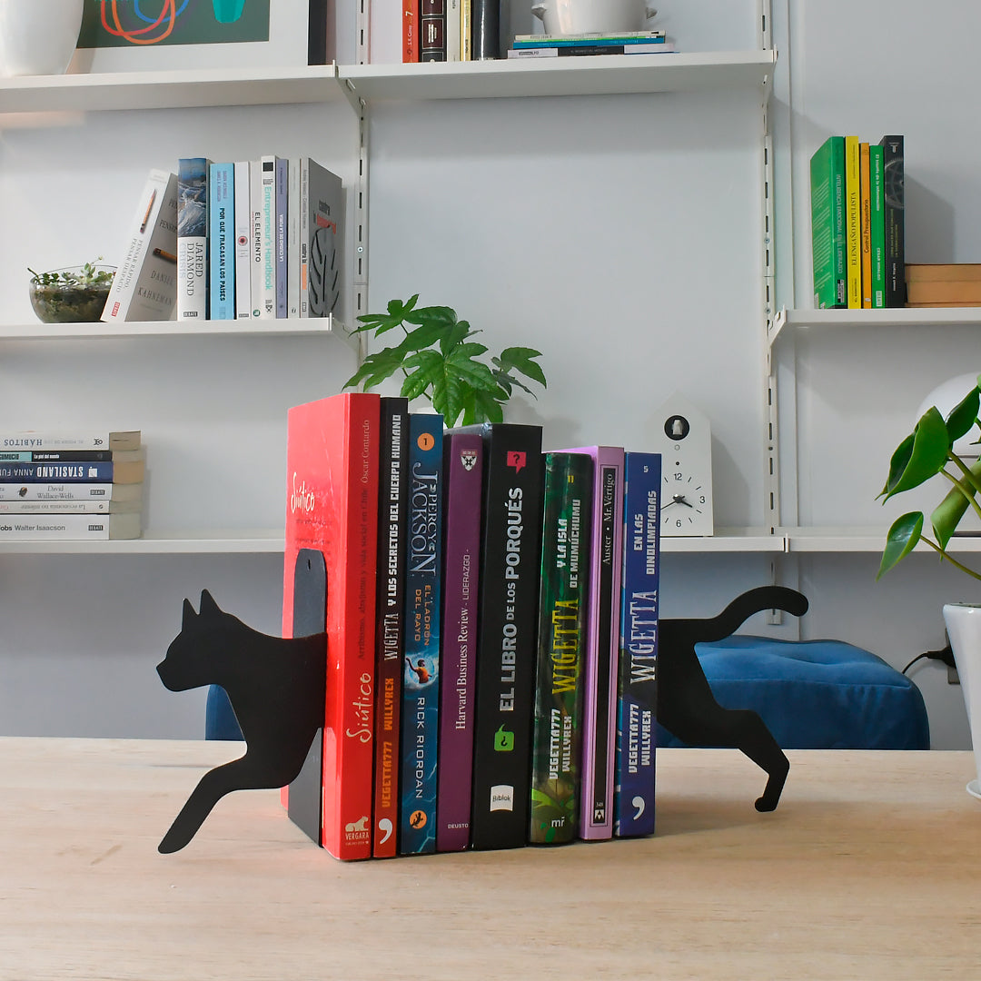 SUJETA LIBROS GATO NEGRO – organizastore